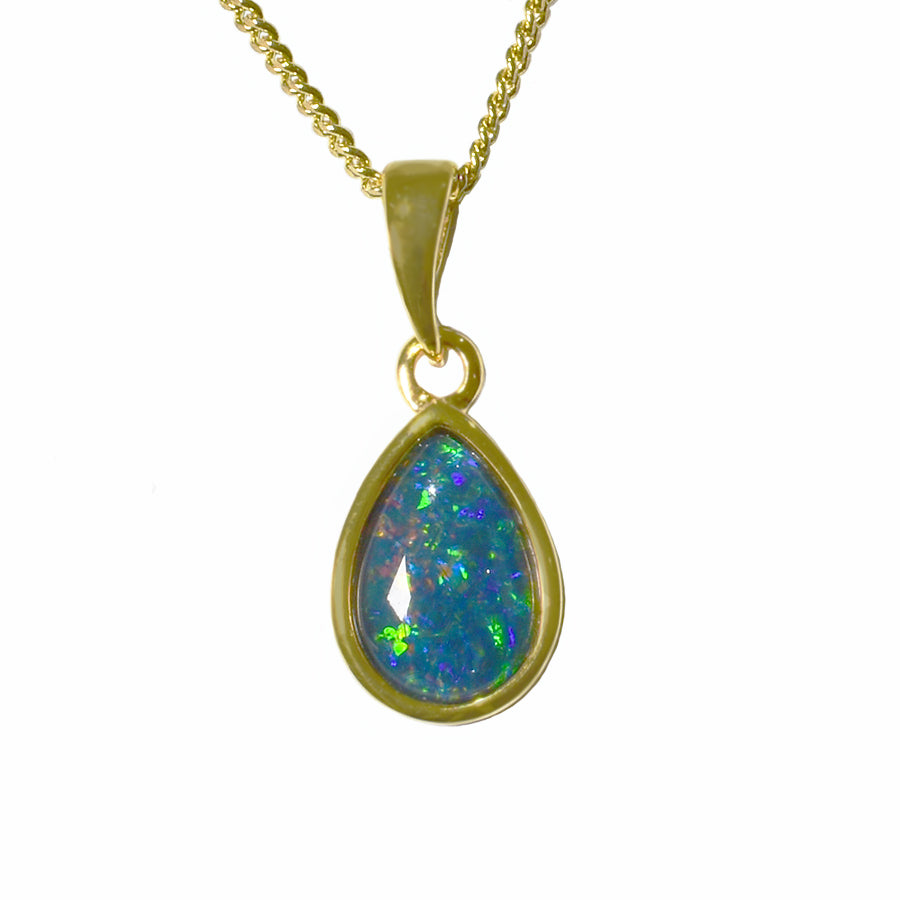 Sterling Silver Triplet Opal Necklace 18K GP 10X7DPZ-TG – Australian ...